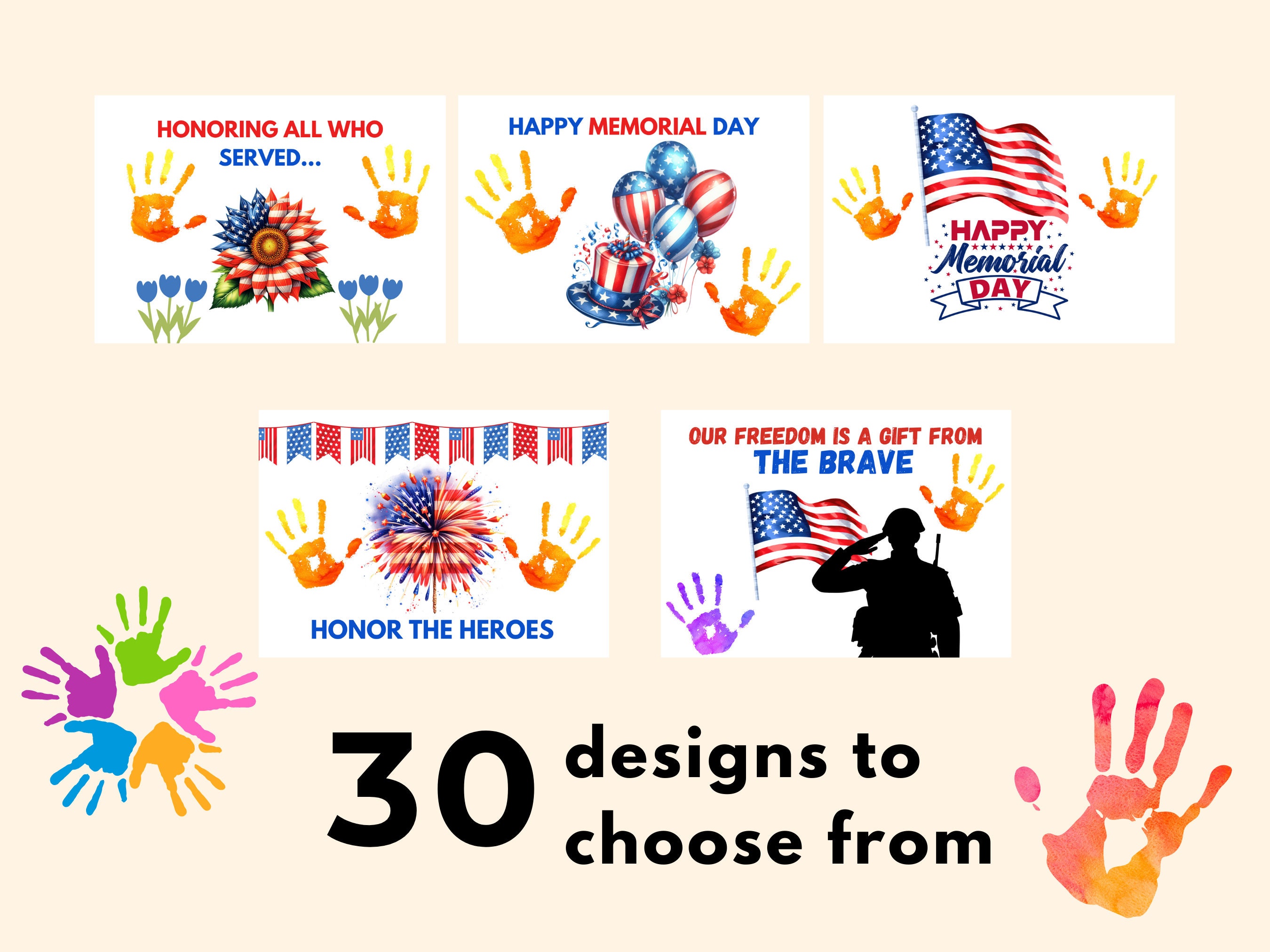 Memorial Day Handprint Bundle, Patriotic Activity, Memorial Day 2024 ...