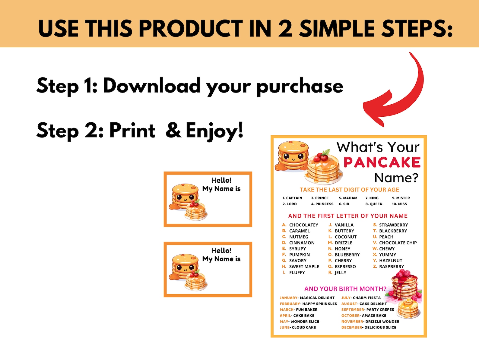 What's Your Pancake Name Game With Nametags & Sign| Pancake Day ...