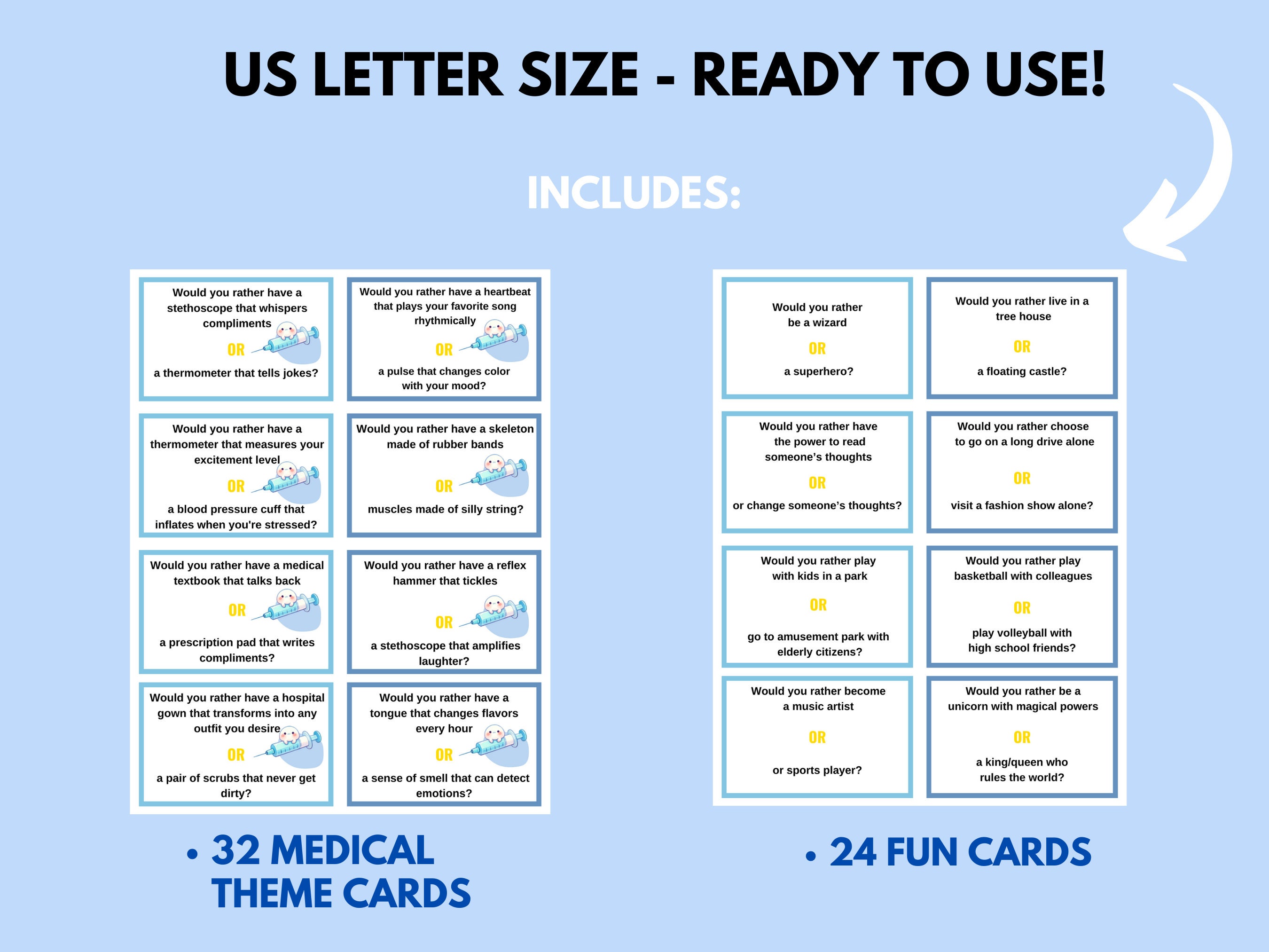 Medical Game: 56 Would You Rather Cards, Nurse Party Games, Nurse Theme ...