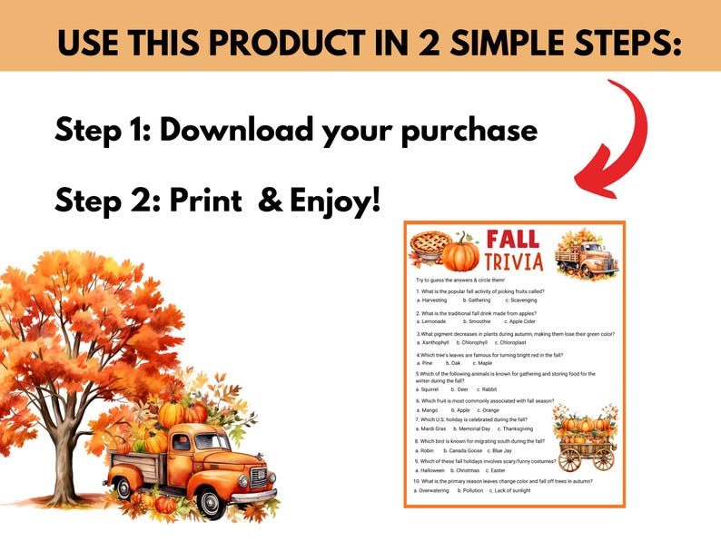 Fall Trivia Game, Autumn Themed Quiz, Fun Fall Activity for Kids and ...