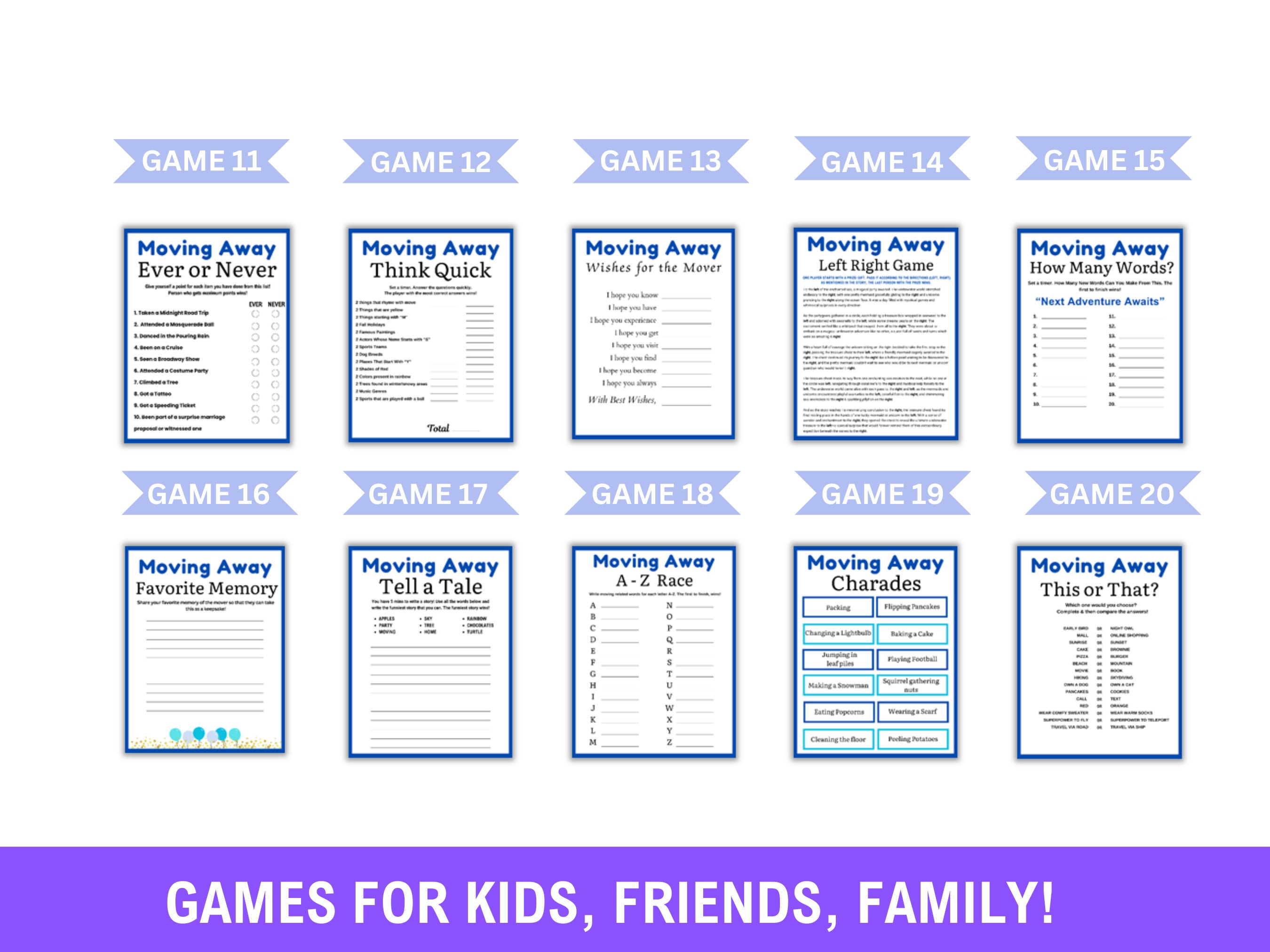 Going Away Party Games-20 Moving Away Games, Farewell Party Bundle ...