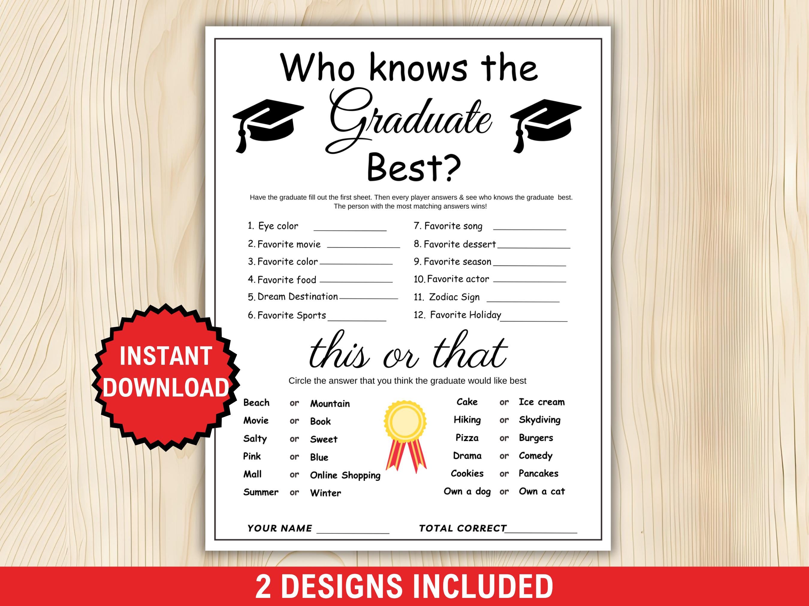 Graduation Game, Who Knows the Graduate Best, Graduation Trivia Game ...