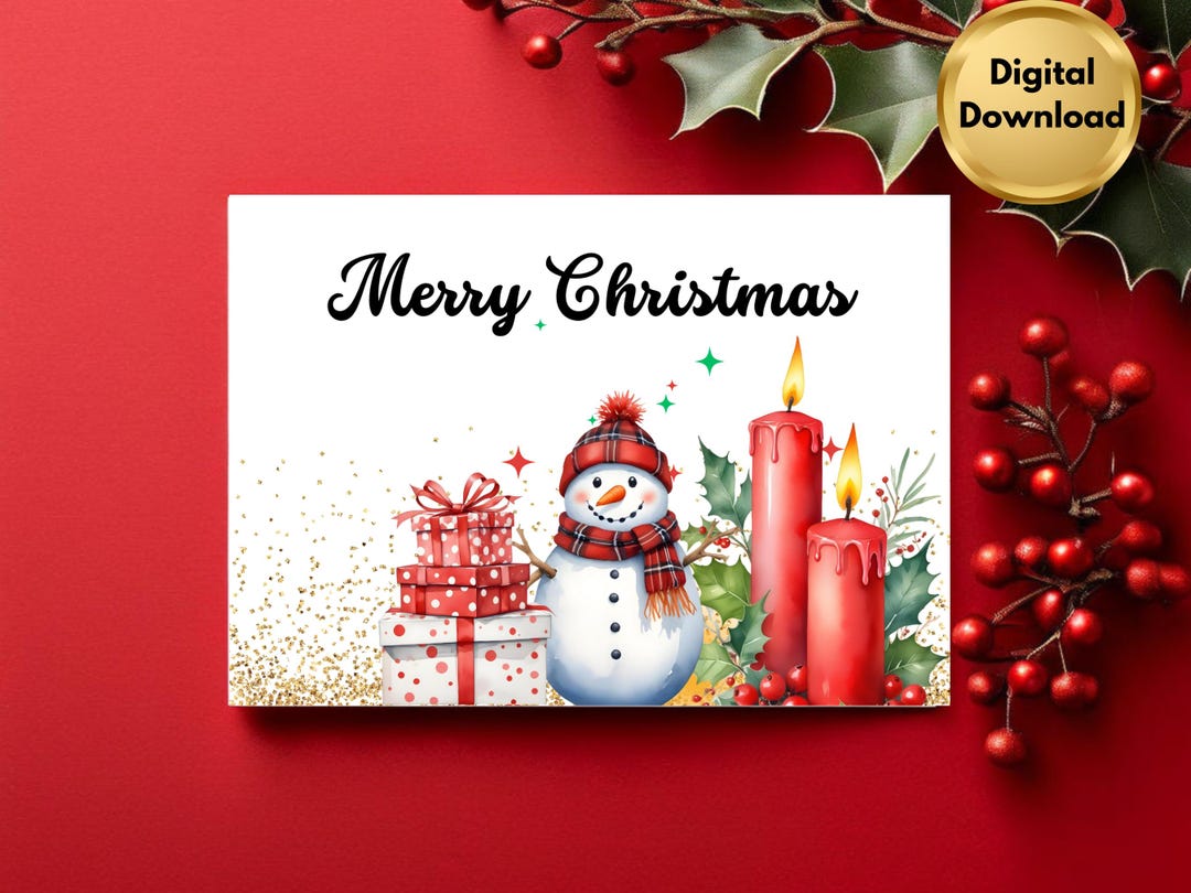 Christmas Card Digital Download, Printable Christmas Card, Minimalist ...