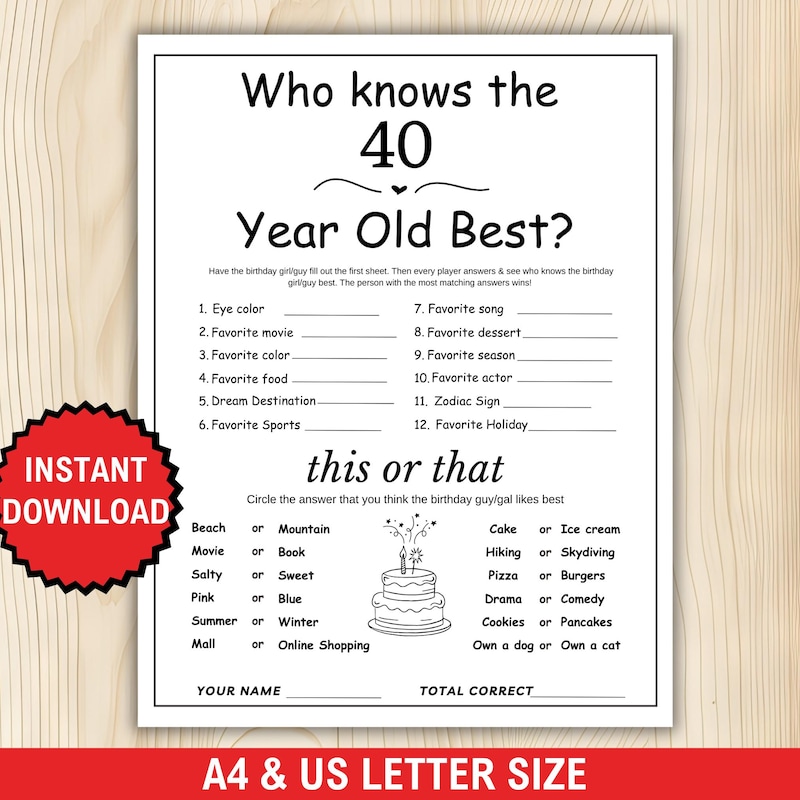 40th Birthday Fun Ideas - Etsy UK