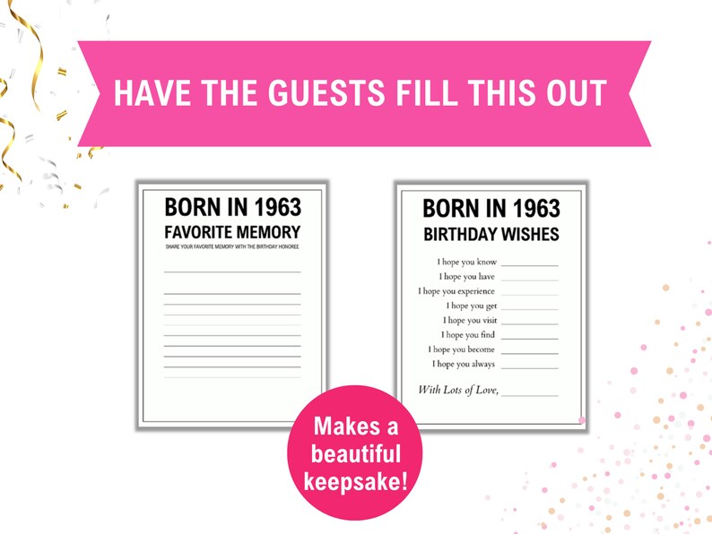 60th Birthday Party Games | Born in 1963 Game | 1963 Games, 1963 ...