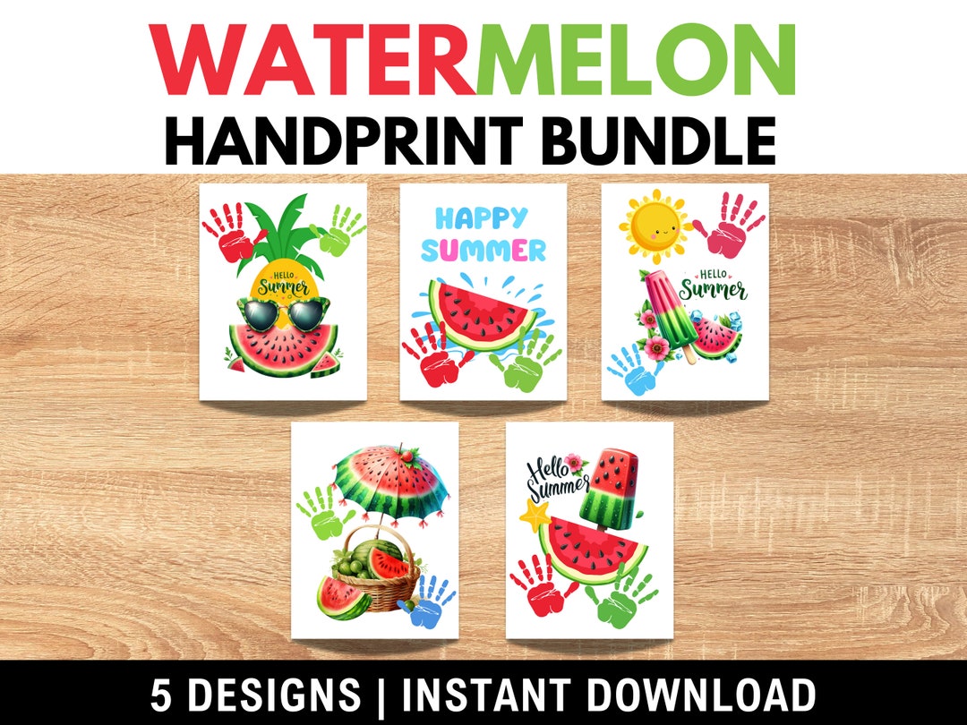 Watermelon Handprint Bundle, Summer Handprint Craft Bundle, Watermelon ...