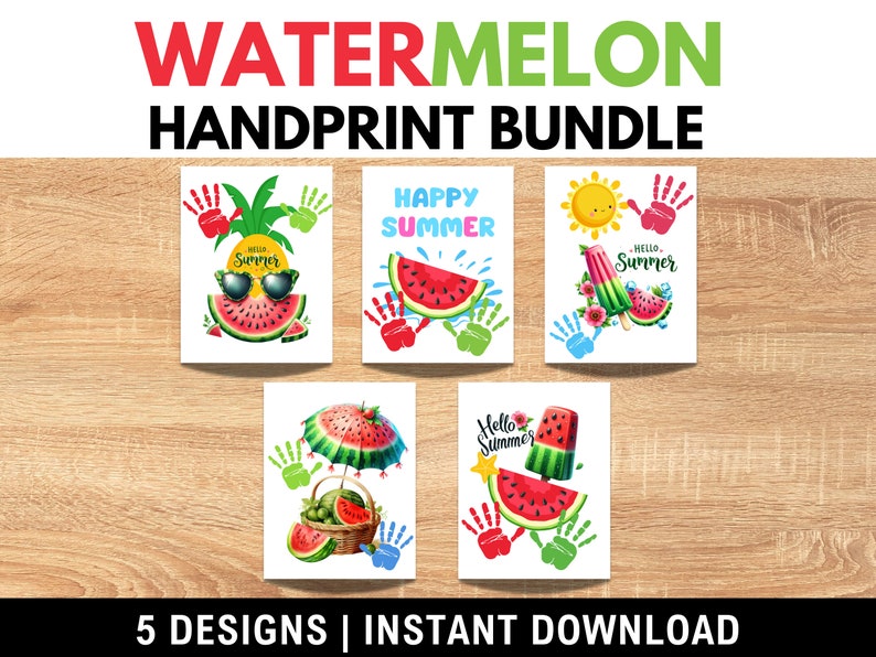 Watermelon Handprint Bundle, Summer Handprint Craft Bundle, Watermelon ...