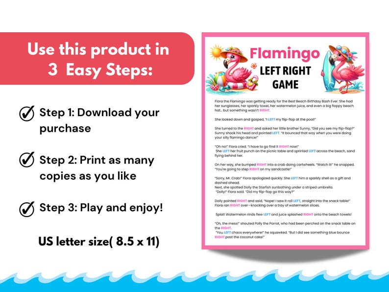 Flamingo Left Right Game, Printable Flamingo Game for Kids & Adults ...