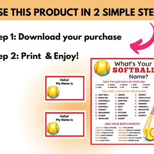 What's Your Softball Name Game With Name Tags & Softball Sign, Softball ...