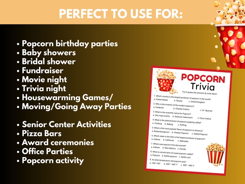 Popcorn Trivia Game, Popcorn Bar Activity, Popcorn Bar Baby Shower ...