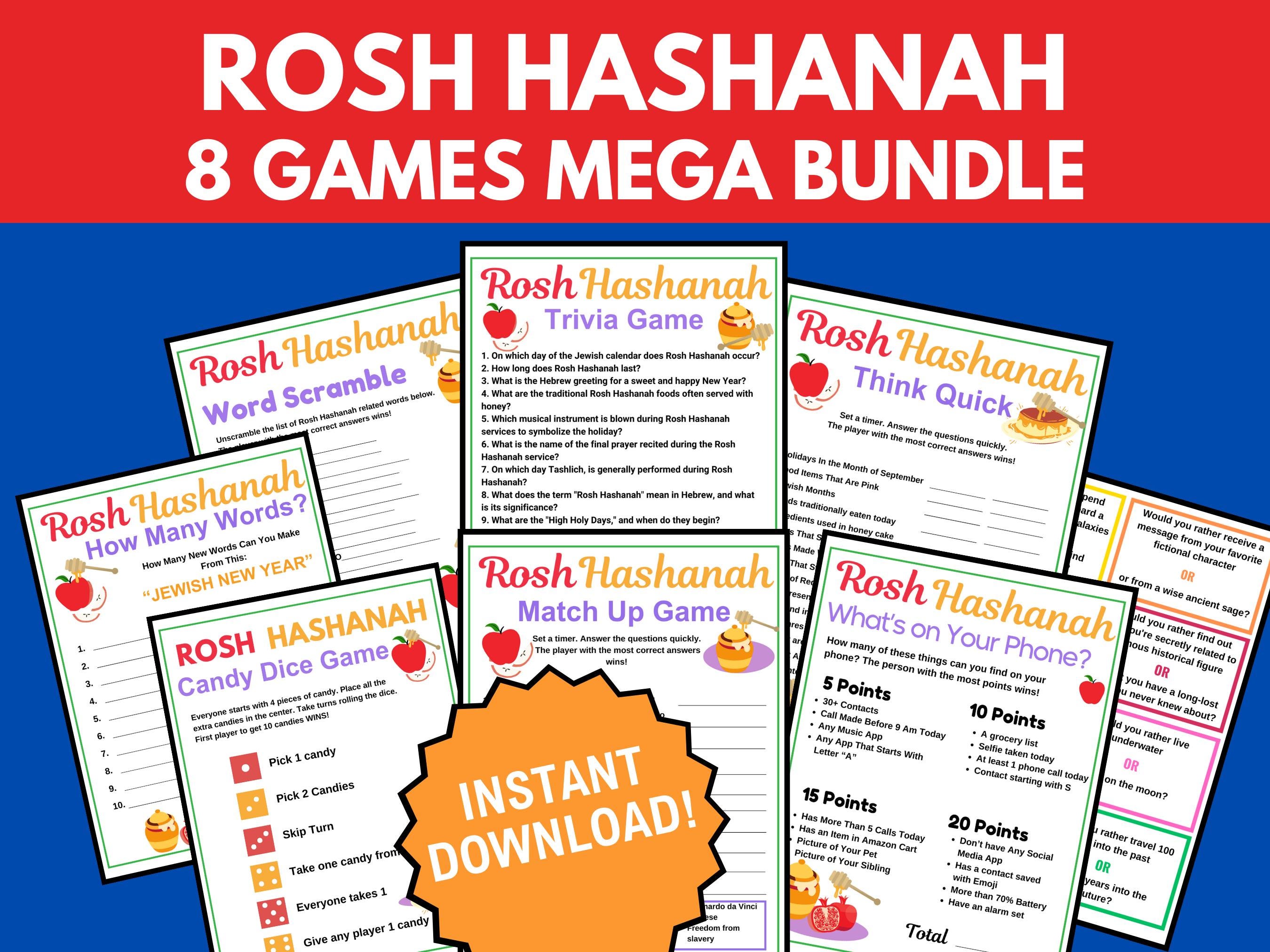 Rosh Hashanah Games Bundle, Rosh Hashanah Trivia, Would You Rather ...