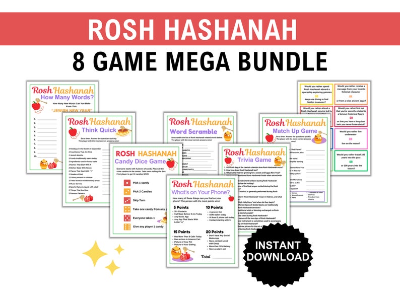Rosh Hashanah Games Bundle, Rosh Hashanah Trivia, Would You Rather ...