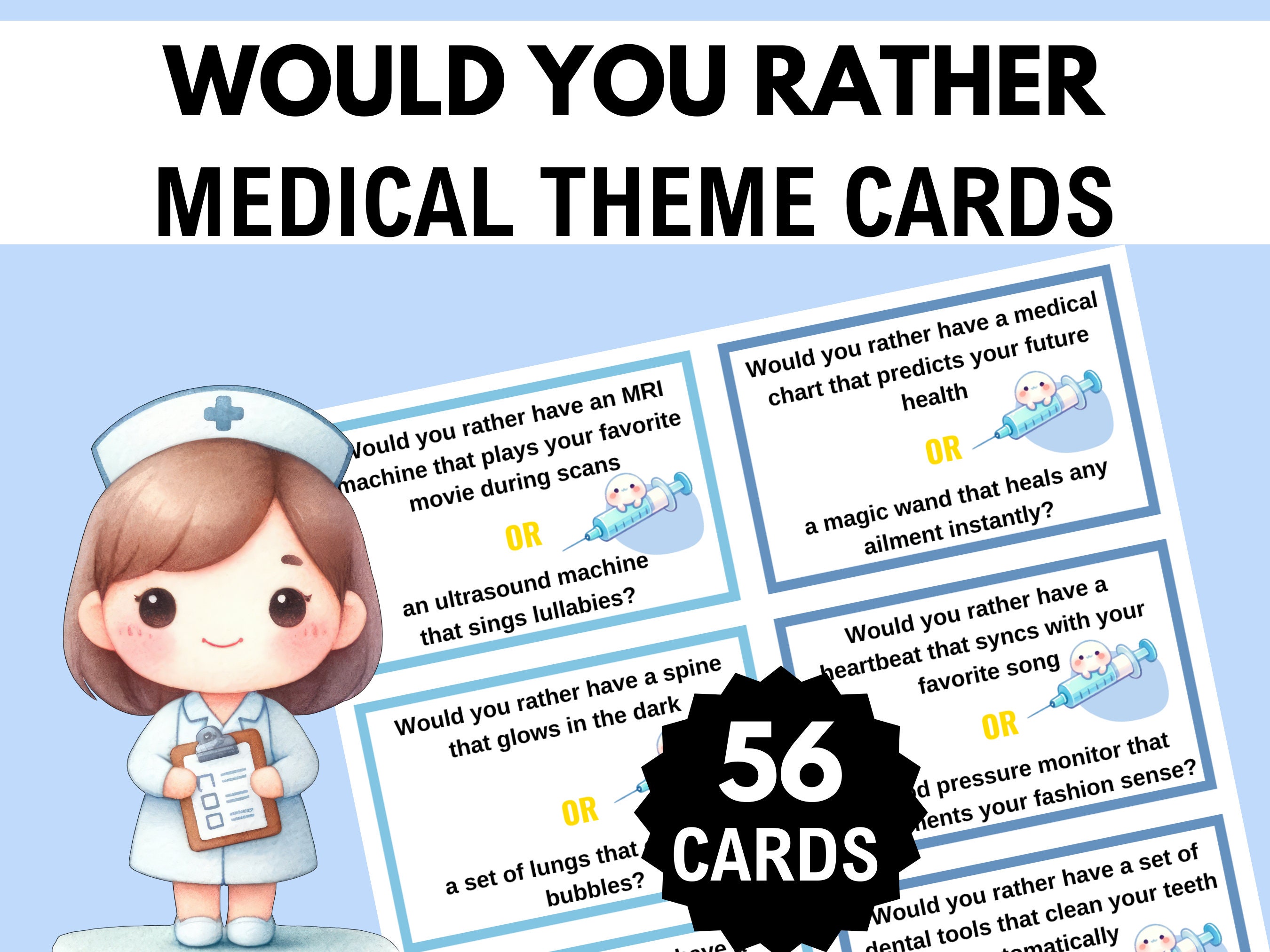 Medical Game: 56 Would You Rather Cards, Nurse Party Games, Nurse Theme ...