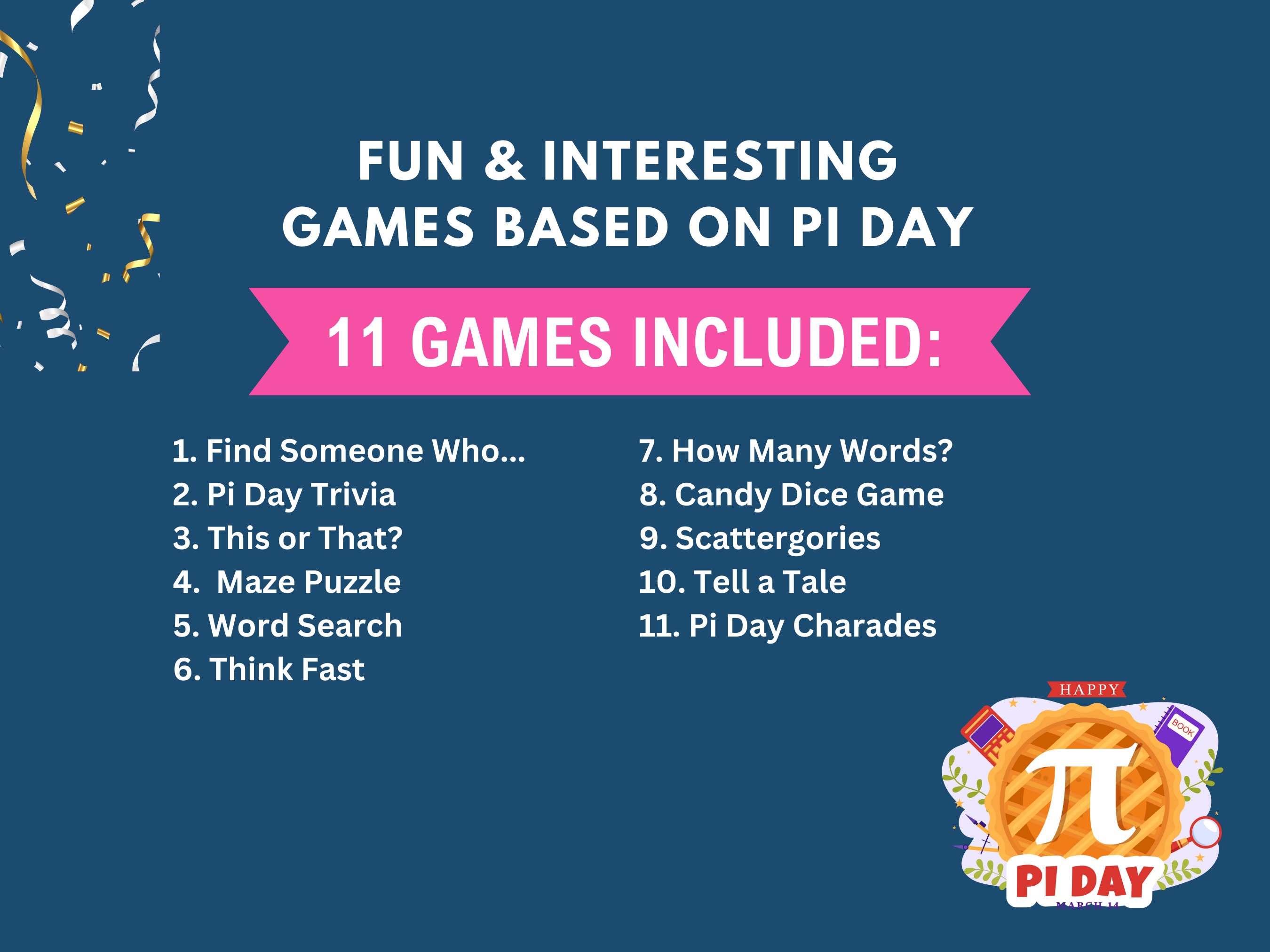 Pi Day Games- 11 Games, Pi Day Celebration, Pi Day Activities, Pi Day ...
