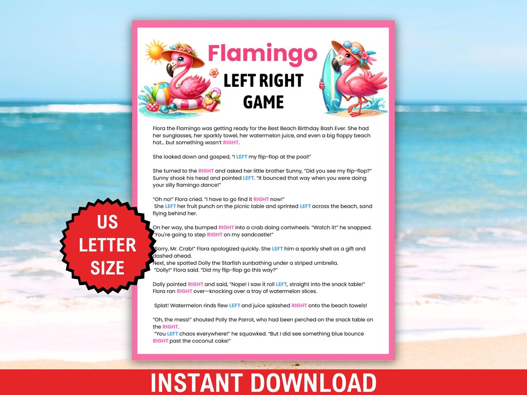 Flamingo Left Right Game, Printable Flamingo Game for Kids & Adults ...