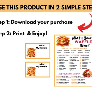 What's Your Waffle Name Game With Name Tags + Waffle Sign, Waffle Party ...