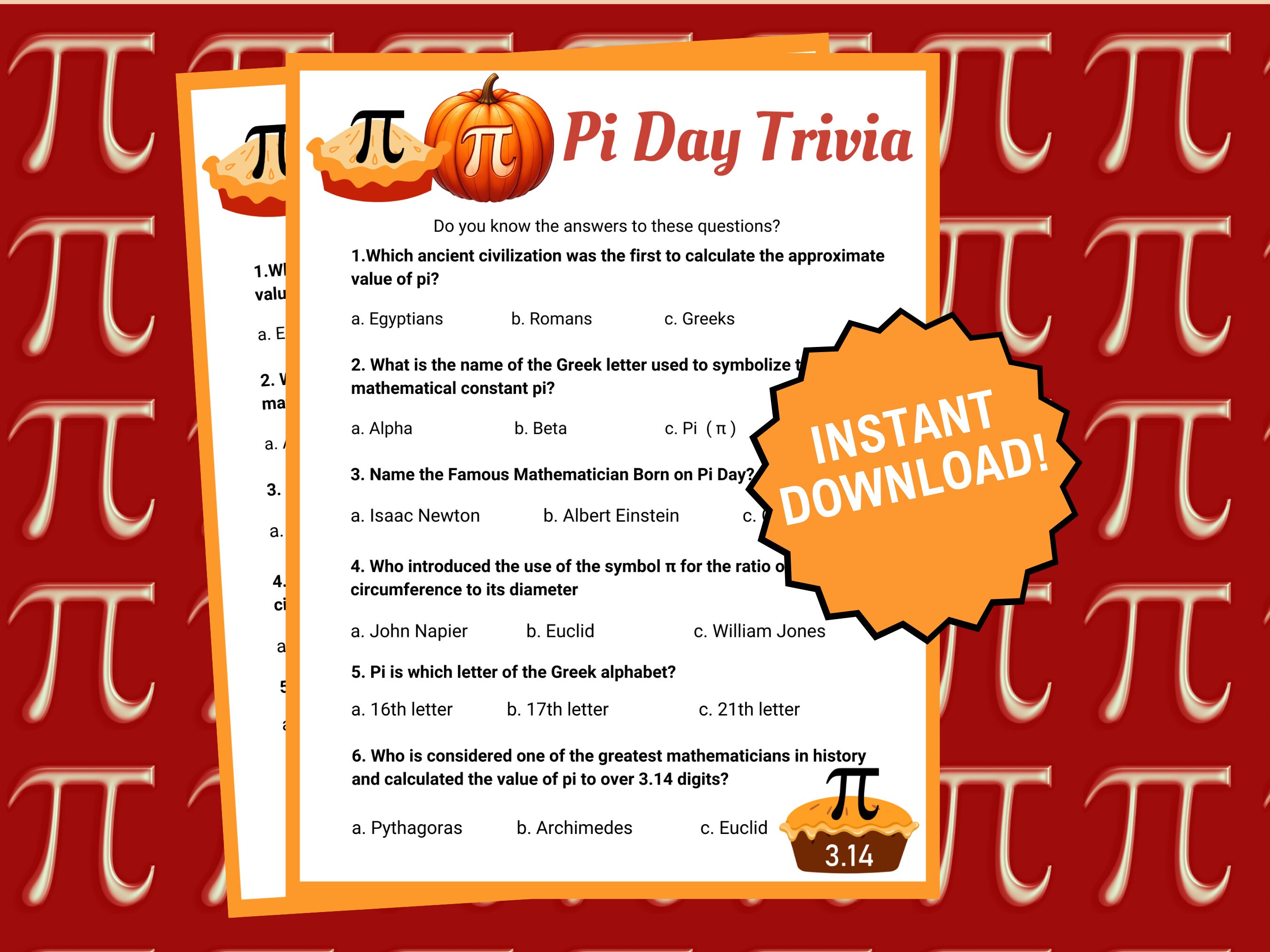 Pi Day Trivia, Pi Day Ideas for Teachers, Classroom Pi Day Activity, Pi Day Party, Math ...