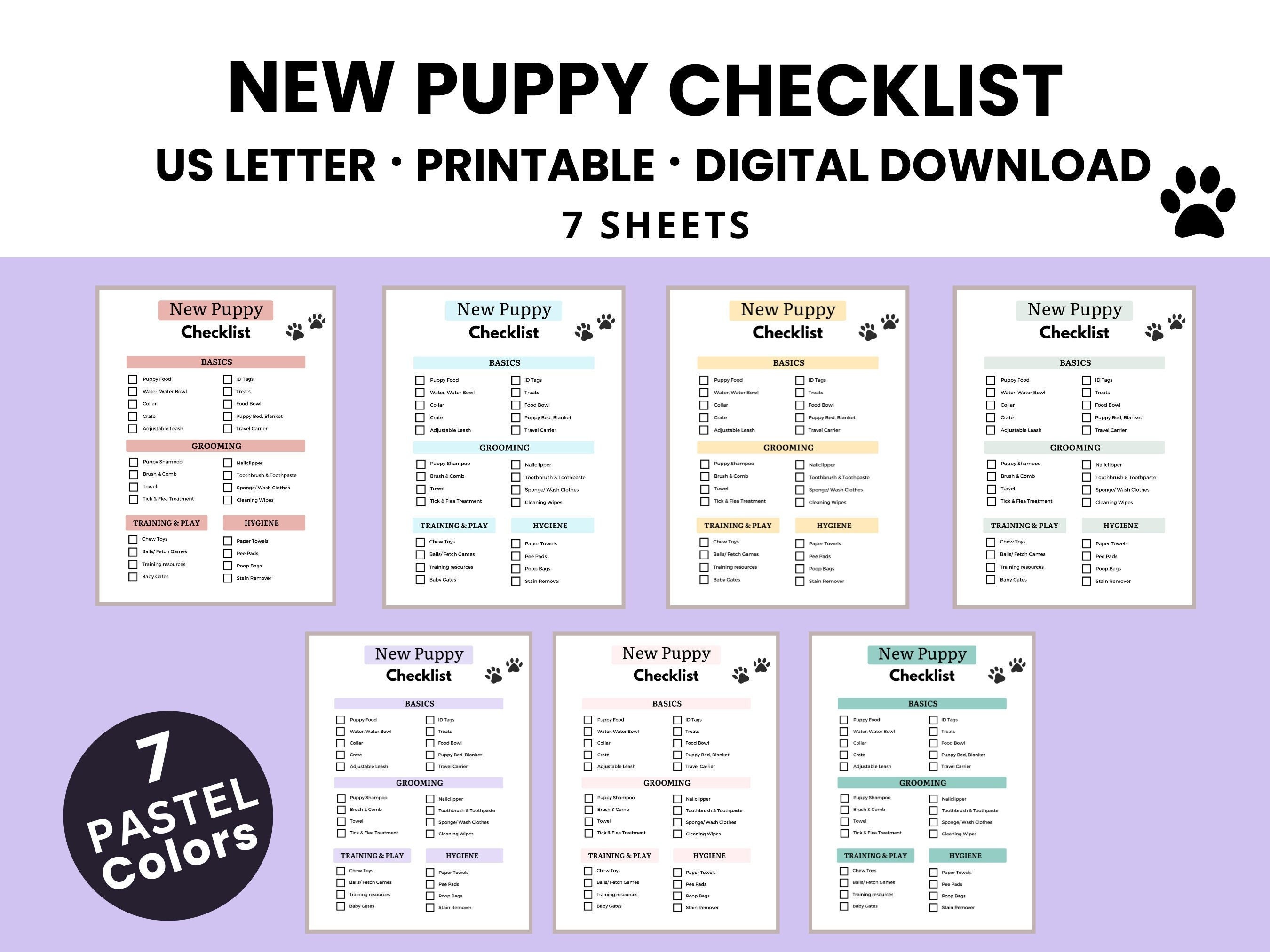 New Puppy Checklist: Puppy Supplies List, Puppy Printable - Etsy