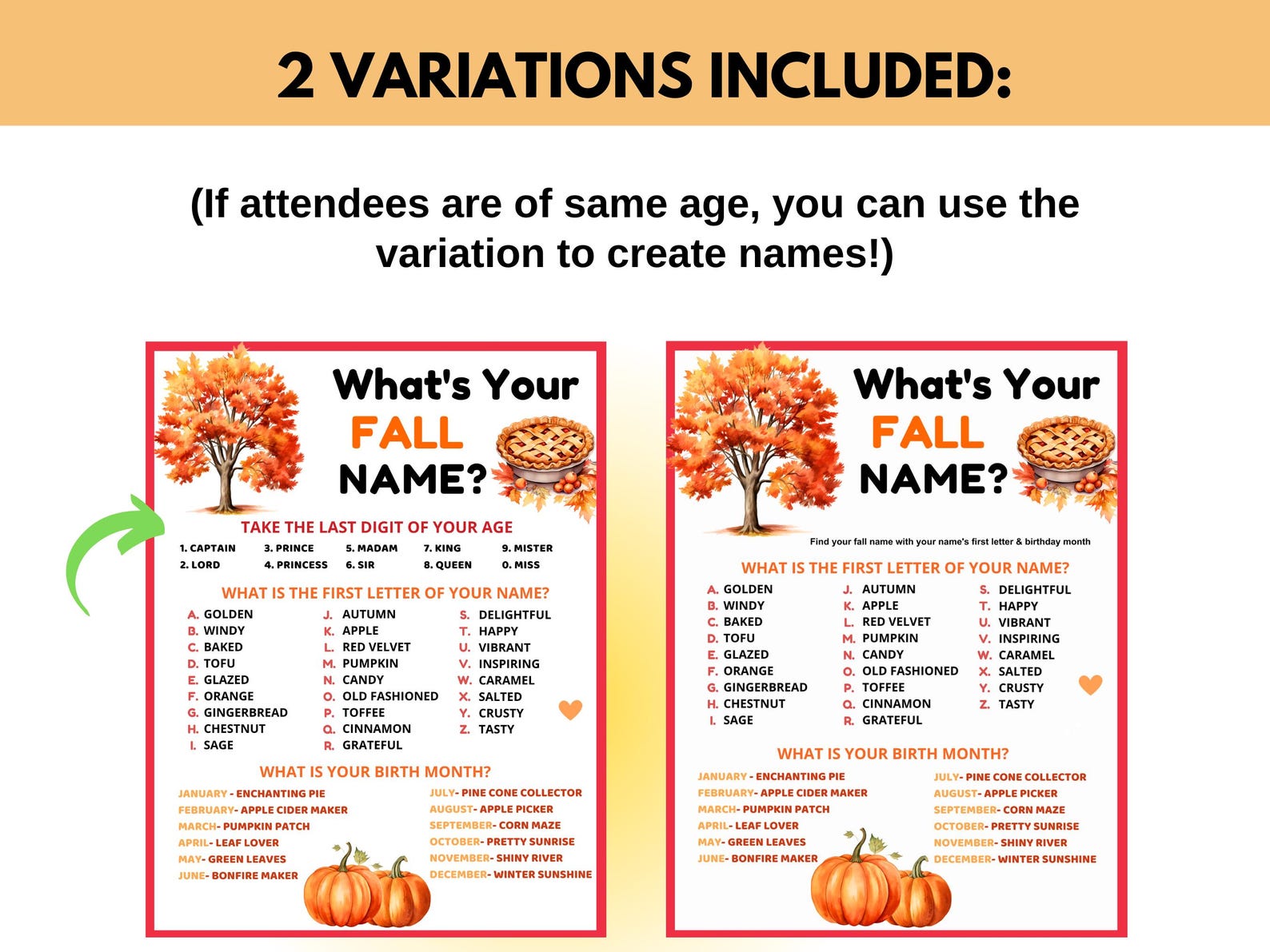 What's Your Fall Name Game With Fall Name Tags + Fall Sign, Fall Party ...