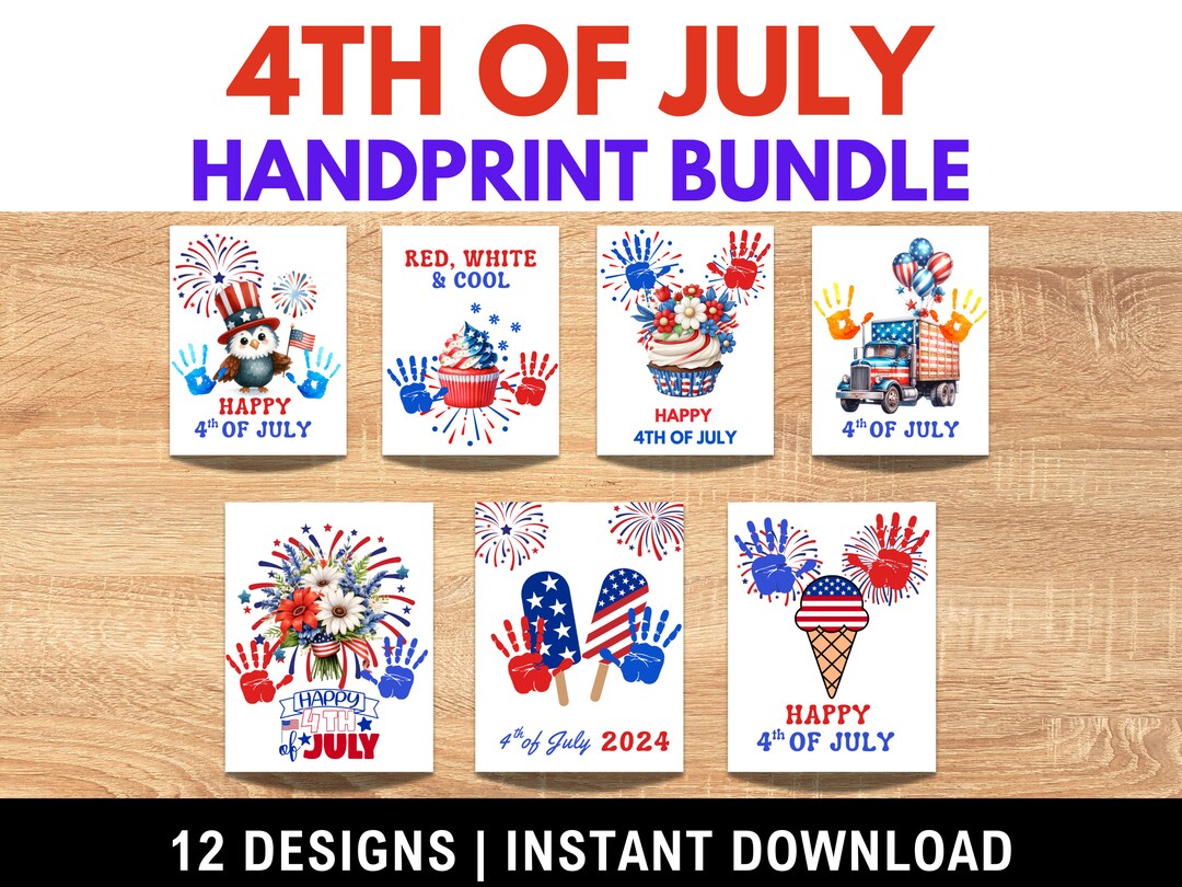4th of July Handprint Bundle 12 Designs, July 4th Handprint Crafts ...