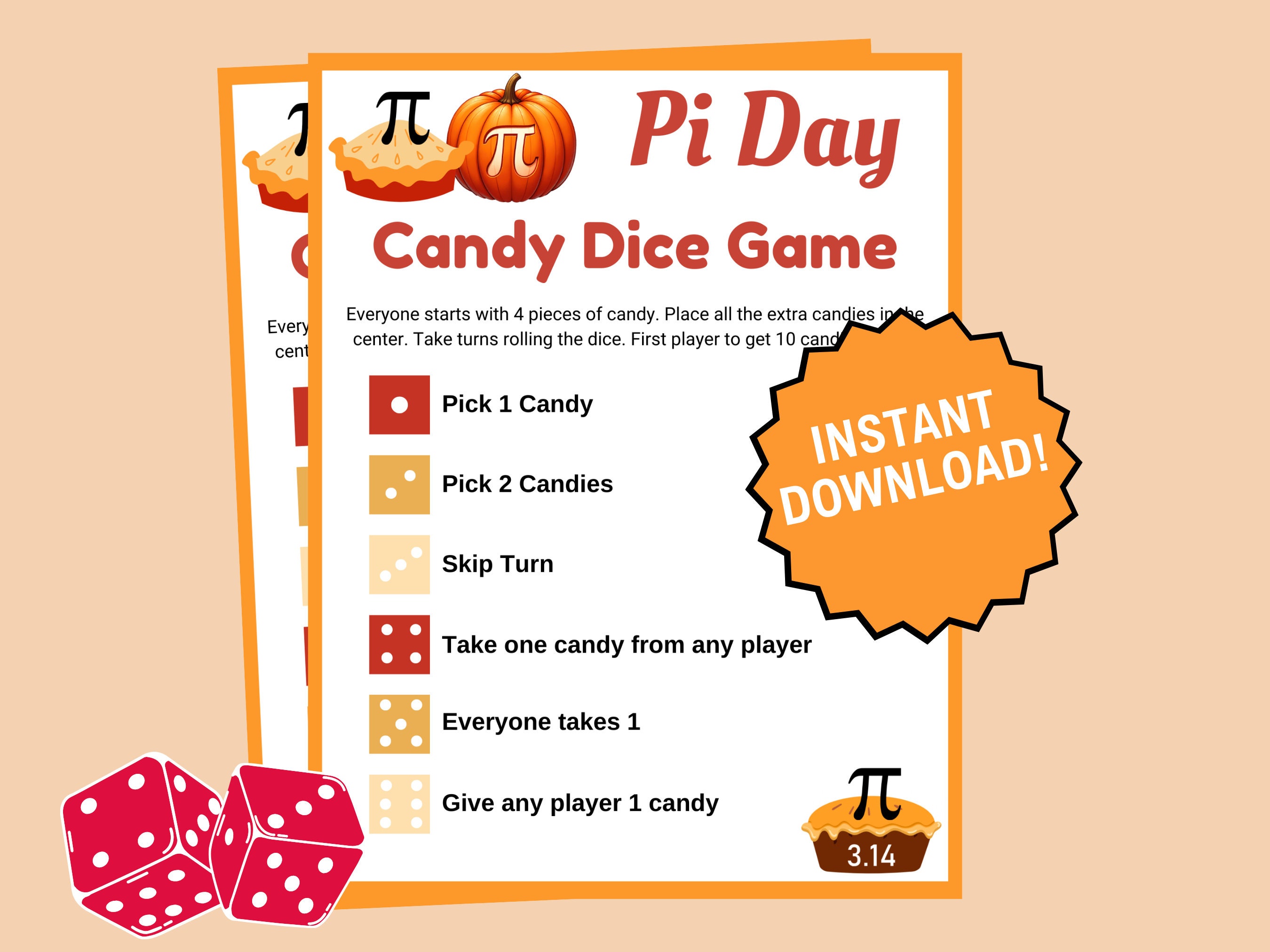 Pi Day Game, Candy Dice Game, Pi Day Ideas for Teachers, Classroom Pi ...