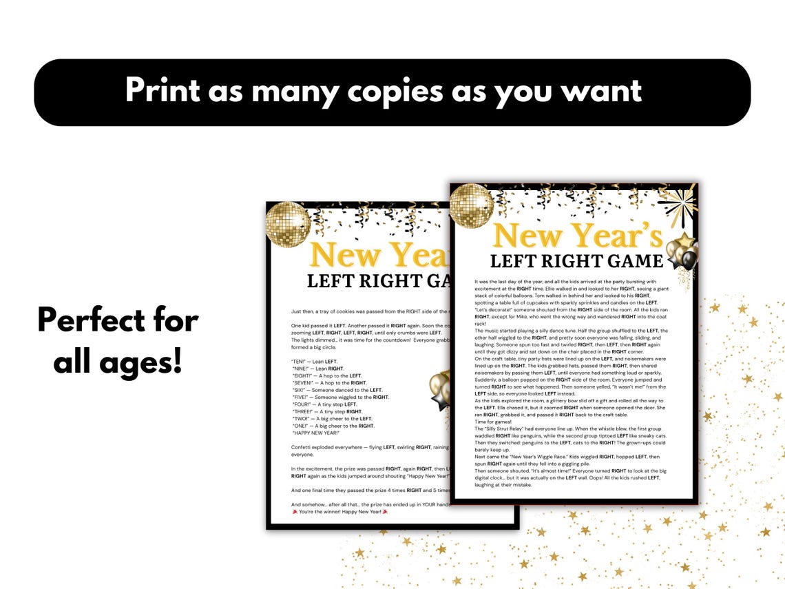 New Years Left Right Game 2026, New Years Pass the Prize Game, New Year ...
