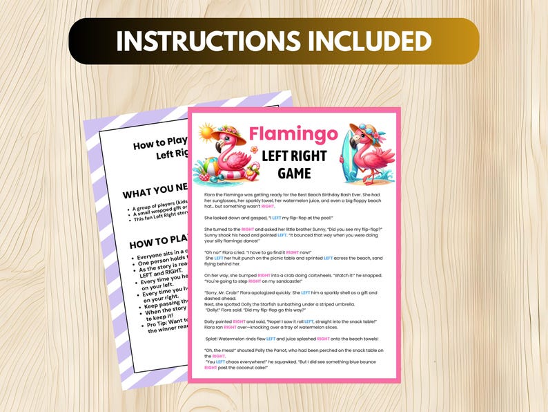 Flamingo Left Right Game, Printable Flamingo Game for Kids & Adults ...
