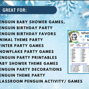 What's Your Penguin Name Game With Name Tags & Penguin Sign, Penguin ...