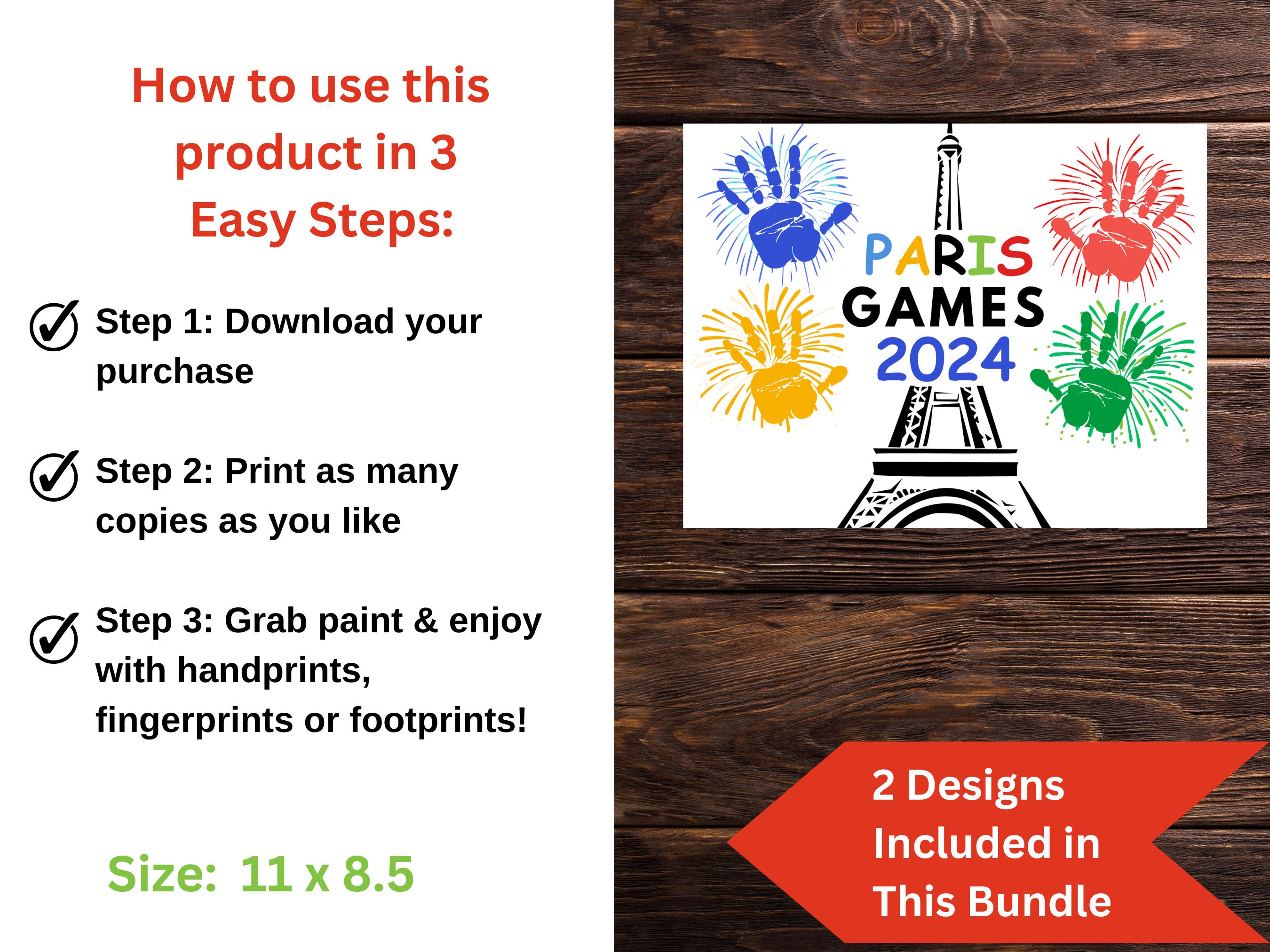 2024 Summer Games Handprint Art Bundle, 2024 Paris Games, International ...