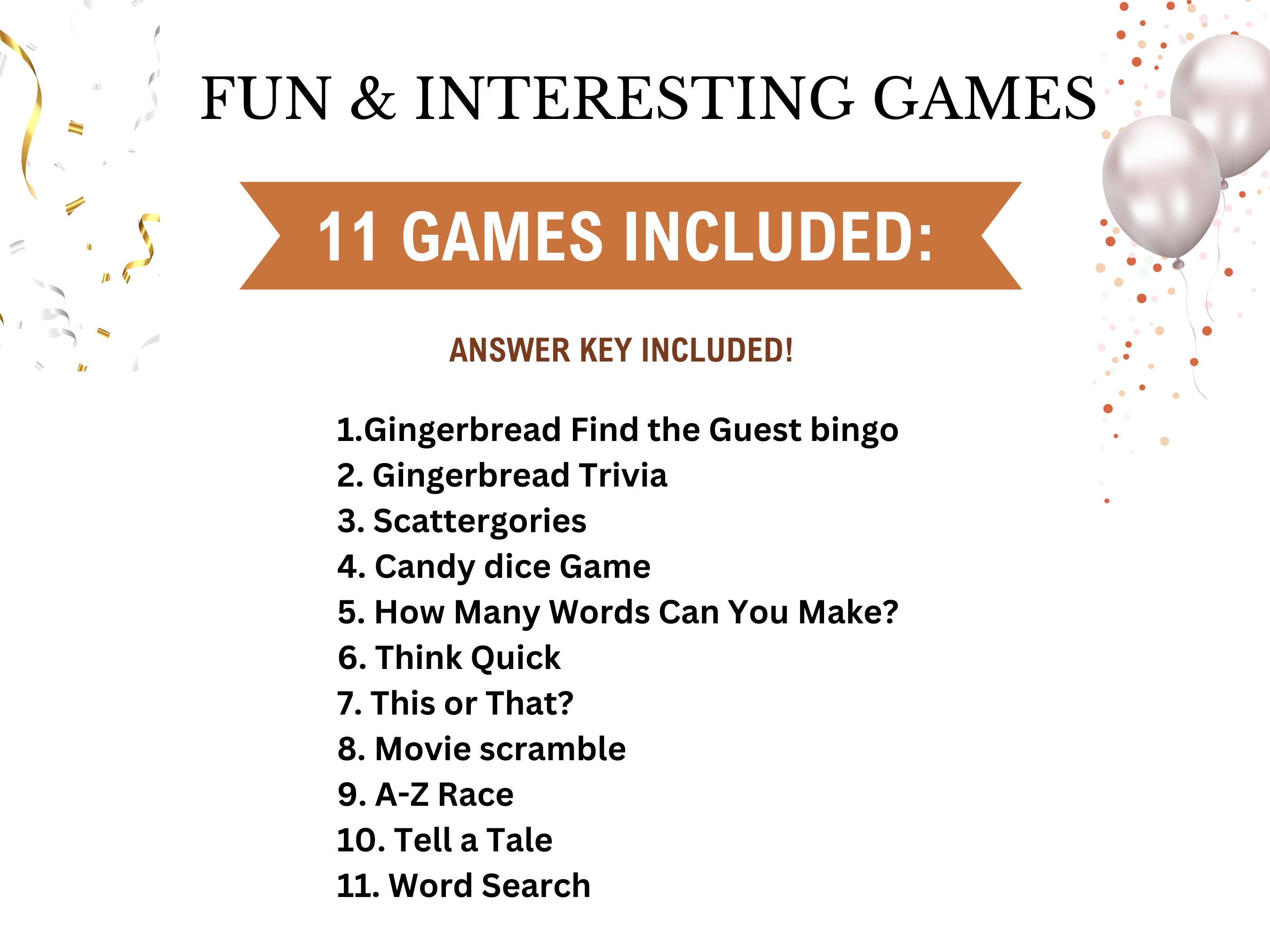 Gingerbread Game Bundle 11 Games, Christmas Games, Holiday Party Game ...