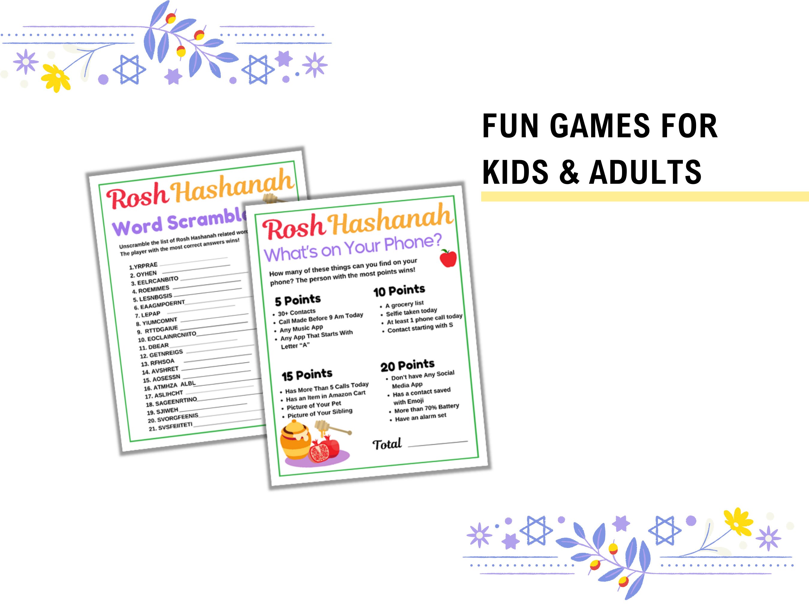 Rosh Hashanah Games Bundle, Rosh Hashanah Trivia, Would You Rather ...