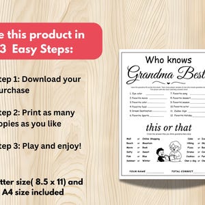 Who Knows Grandma Best, Grandparents Day, Grandma Trivia, Grandma Party ...