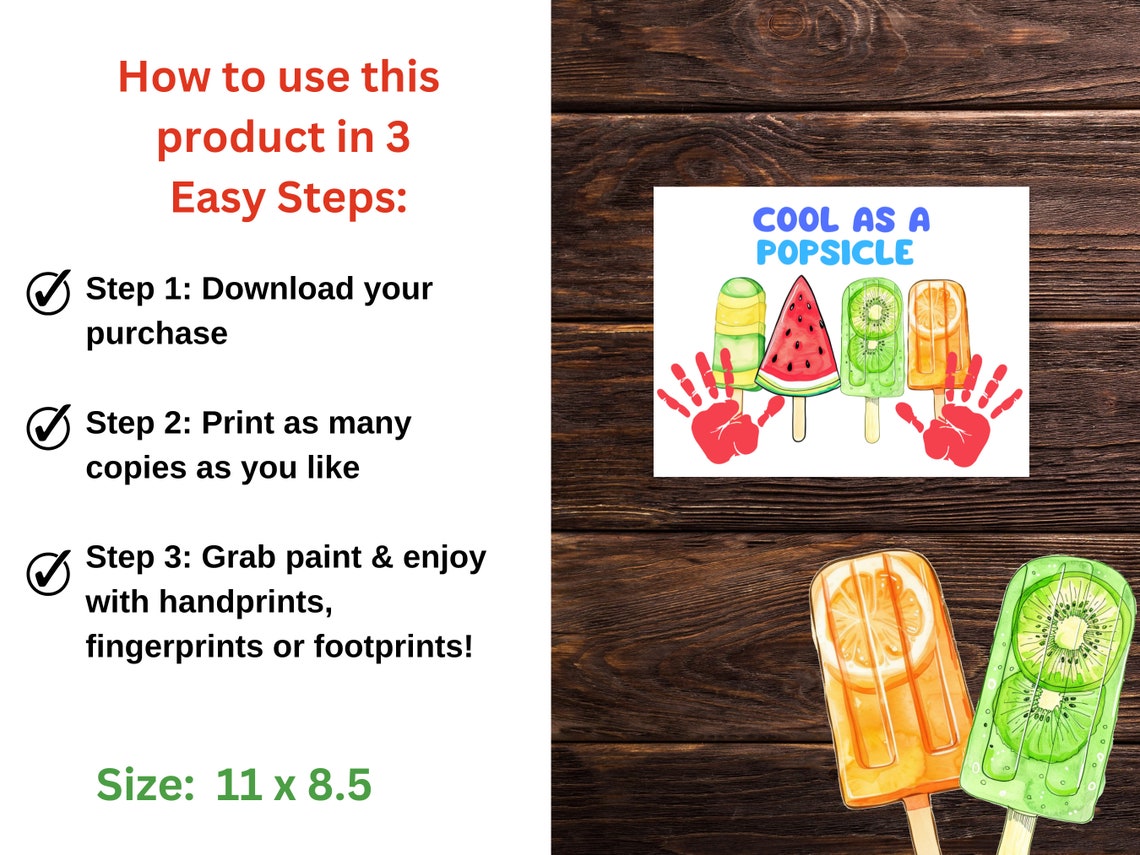 Popsicle Handprint Craft, Summer Handprint Craft, Popsicle Footprint ...