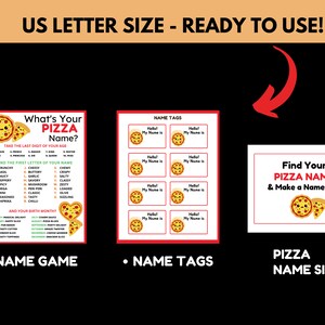What's Your Pizza Name With Name Tags + Pizza Name Sign, Pizza Day ...