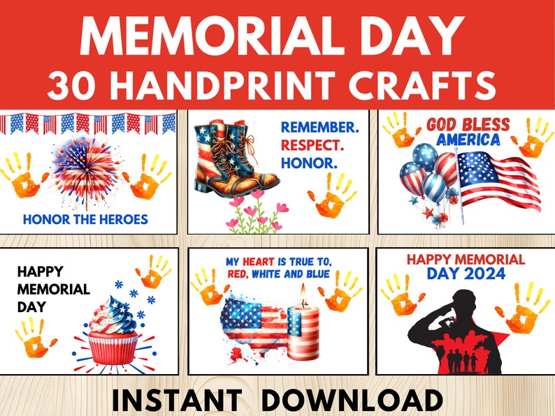 Memorial Day Handprint Bundle, Patriotic Activity, Memorial Day 2024 ...