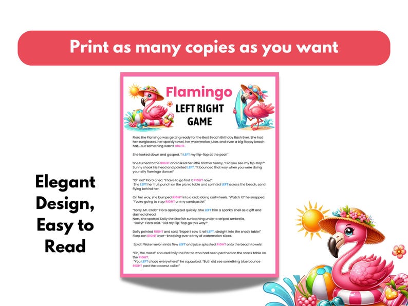 Flamingo Left Right Game, Printable Flamingo Game for Kids & Adults ...