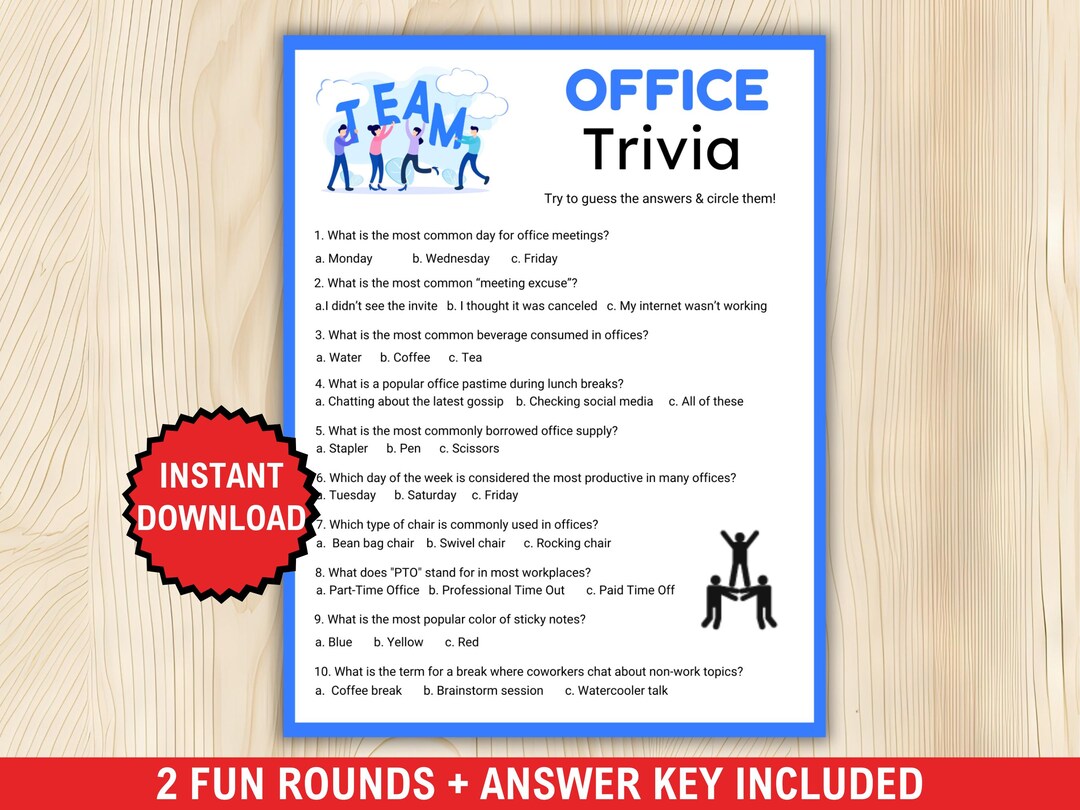Office Trivia Team Building Game, Coworker Activity, Fun Team Games ...