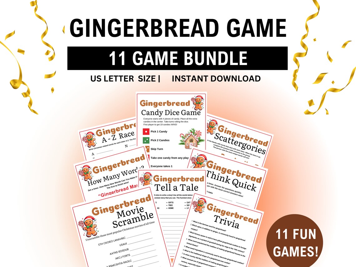Gingerbread Game Bundle 11 Games, Christmas Games, Holiday Party Game ...