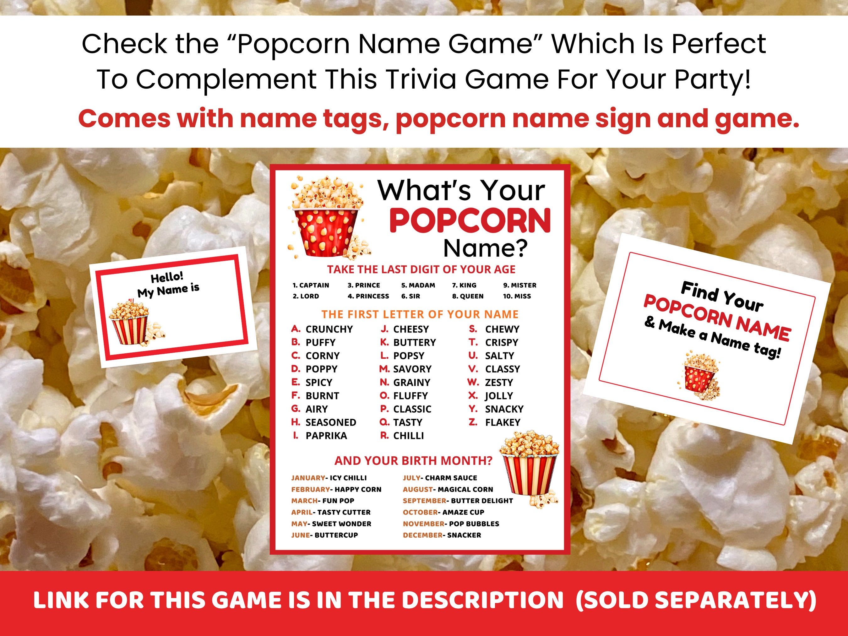 Popcorn Trivia Game, Popcorn Bar Activity, Popcorn Bar Baby Shower ...