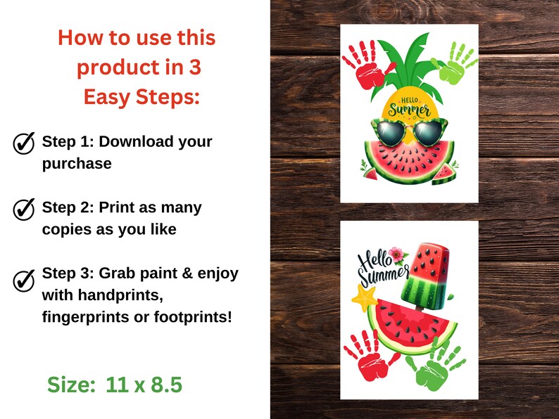 Watermelon Handprint Bundle, Summer Handprint Craft Bundle, Watermelon ...