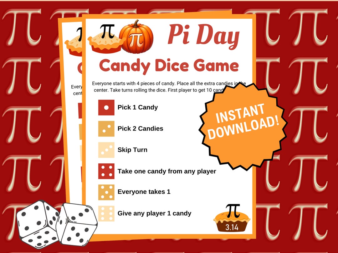 Pi Day Game, Candy Dice Game, Pi Day Ideas for Teachers, Classroom Pi ...