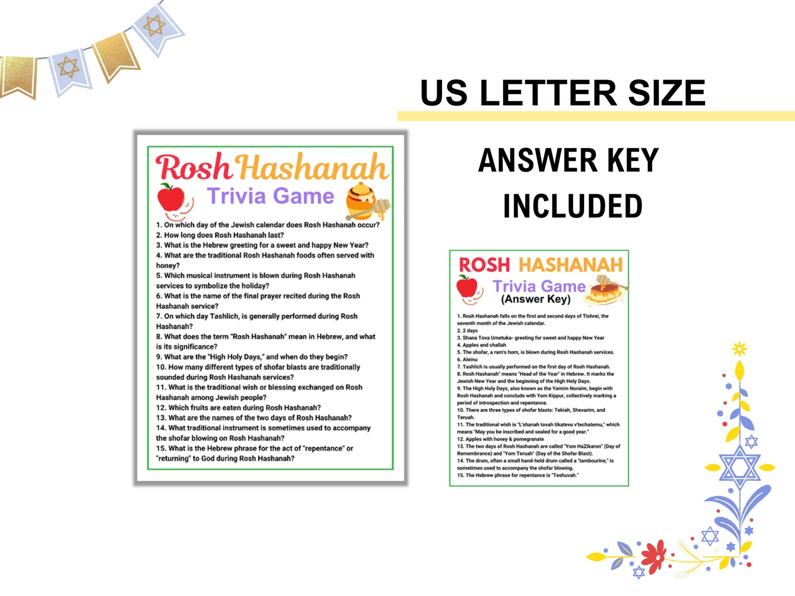 Rosh Hashanah Games Bundle, Rosh Hashanah Trivia, Would You Rather ...