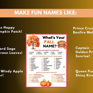 What's Your Fall Name Game With Fall Name Tags + Fall Sign, Fall Party ...