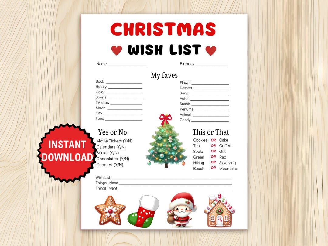 Christmas Wish List, Coworker Secret Santa Questions Printable, Kids ...