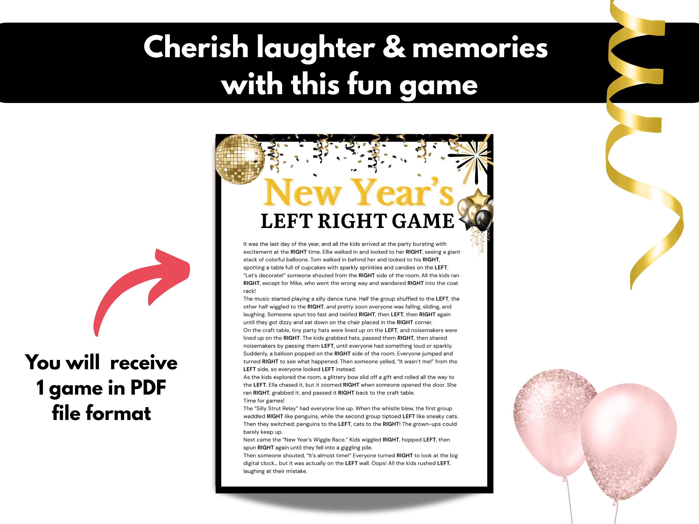 New Years Left Right Game 2026, New Years Pass the Prize Game, New Year ...