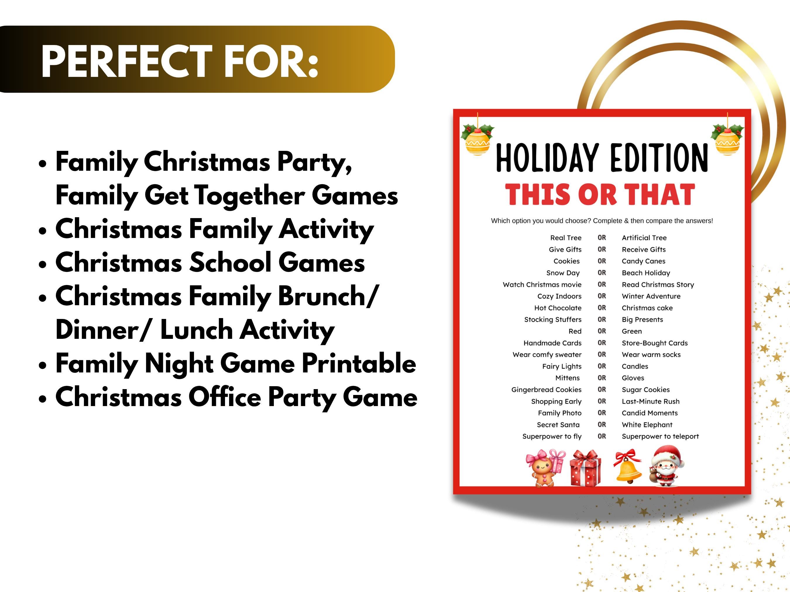This or That Christmas Game, Holiday Edition This or That, Family ...