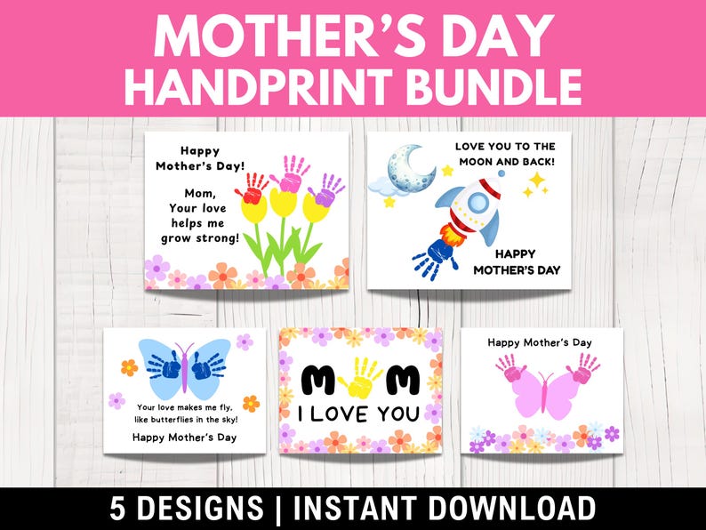 Mother's Day Handprint Bundle, Gift for Mom, Mother's Day Card, Mother ...