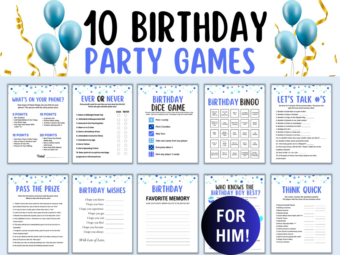 Birthday Games Bundle for Him, Who Knows the Birthday Boy Best ...