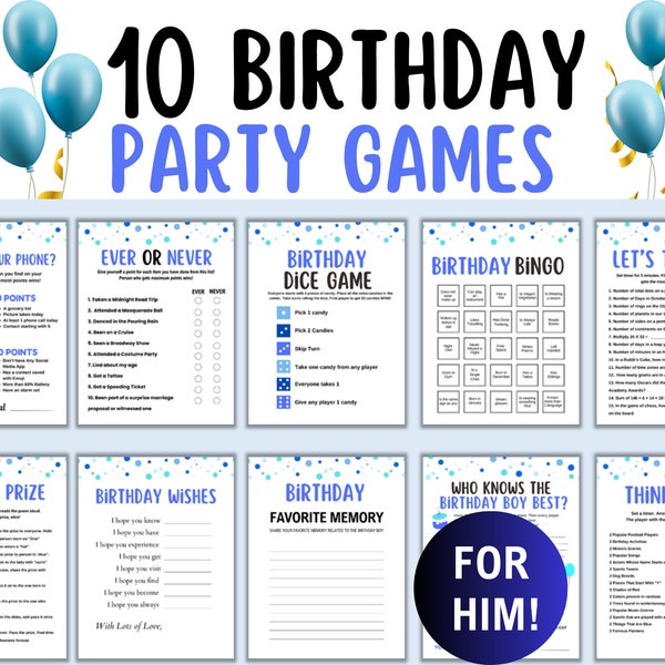 Birthday Games Bundle for Him, Who Knows the Birthday Boy Best ...