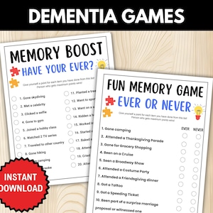 Dementia Games Ever or Never, Dementia Activities, Brain Games, Memory ...